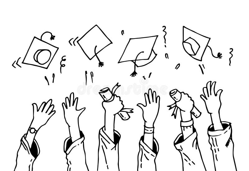 Doodle Hands Up, Hands Clapping. Congratulation Graduation Stock Vector ...