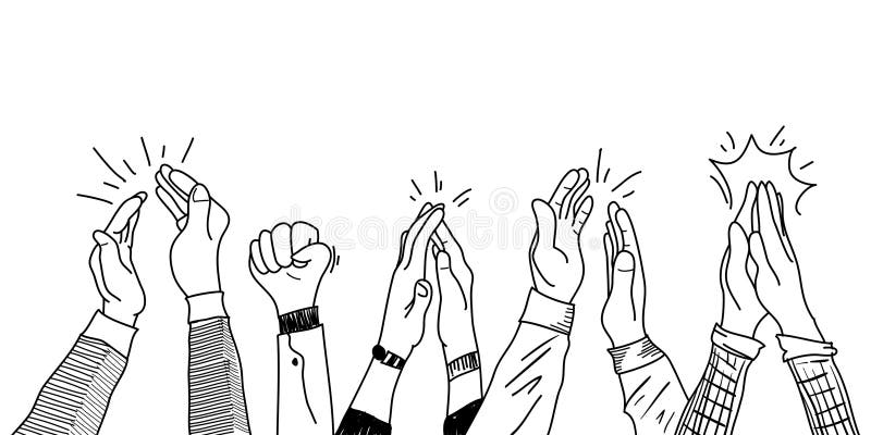 Doodle Hands Up. Hands Clapping Ovation. Applause Gestures Stock Vector ...