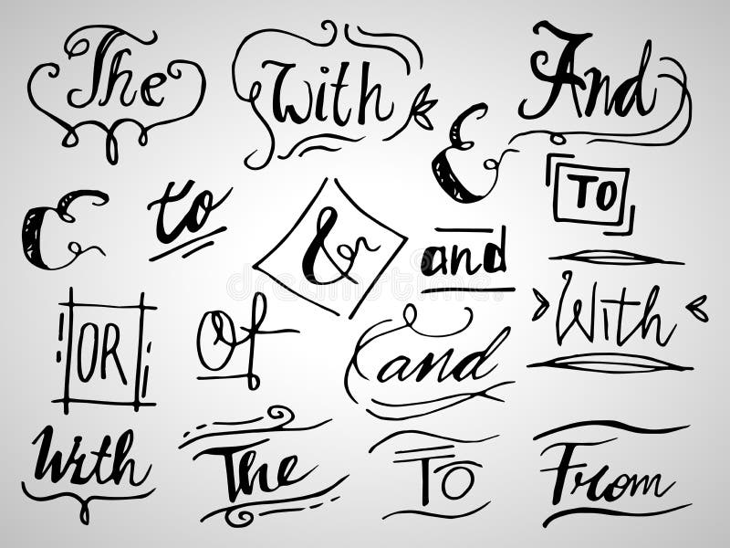 Doodle Handwritten Catchwords and Ampersands Vector Set Stock Vector ...