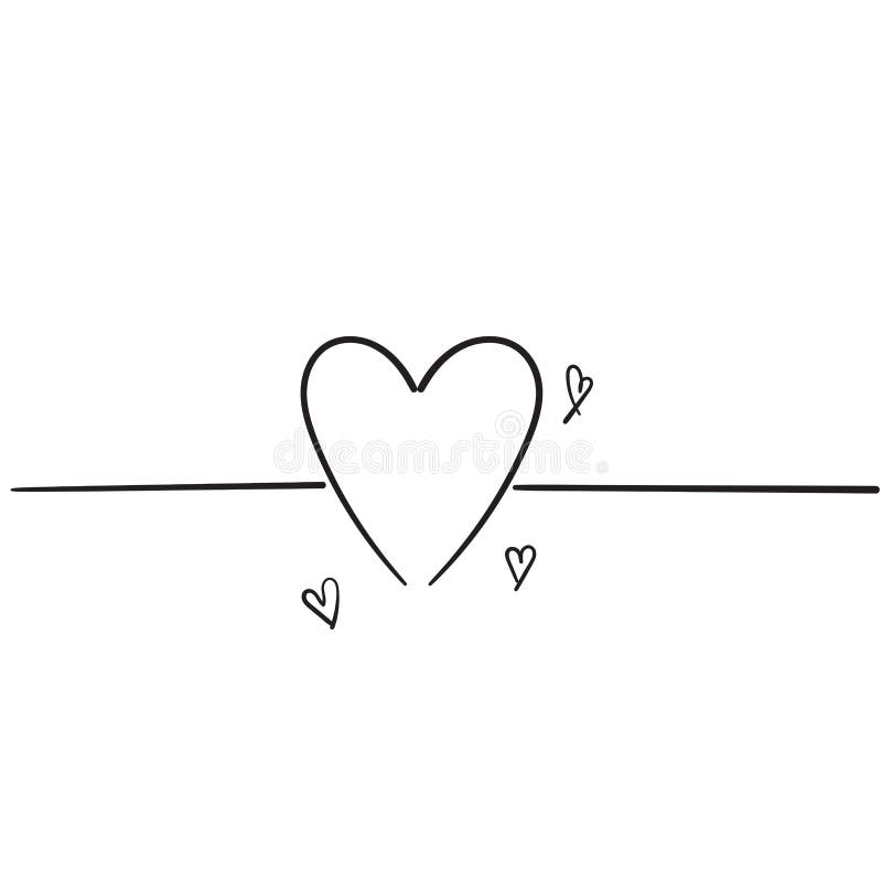 Doodle Heart Love Icon Sign with Single Continuous Line Vector Stock ...