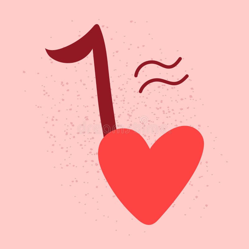 Doodle Heart Note Isolated Vector Sticker on Pink. Stock Vector ...