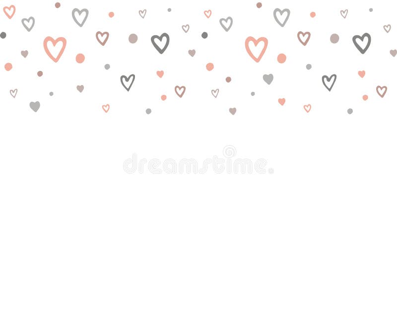 Doodle Hearts Horizontal Seamless Pattern Border. Vector Illustration ...