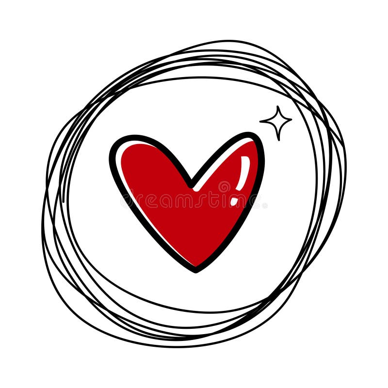 Doodle Hearts with Line Scribble. Hand Drawn Style Stock Vector ...