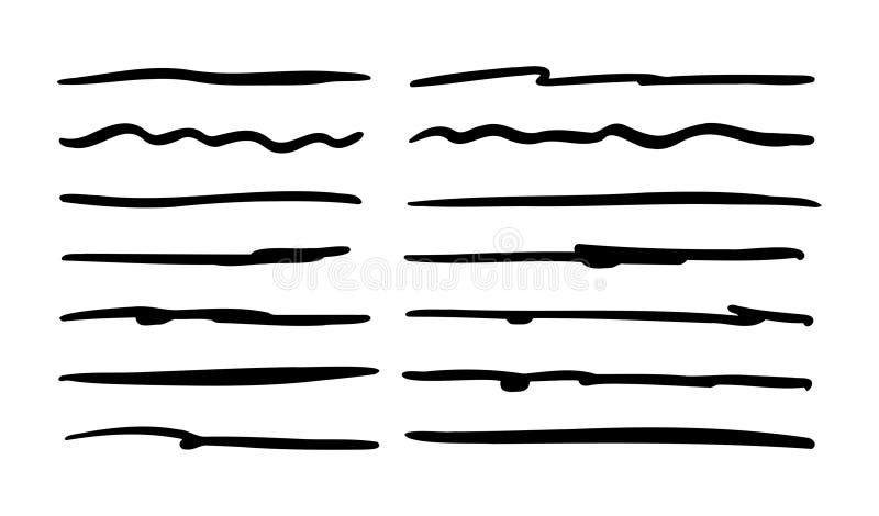 Doodle Highlighting Elements. Hand Drawn Lines, Drawing Line Sketch ...