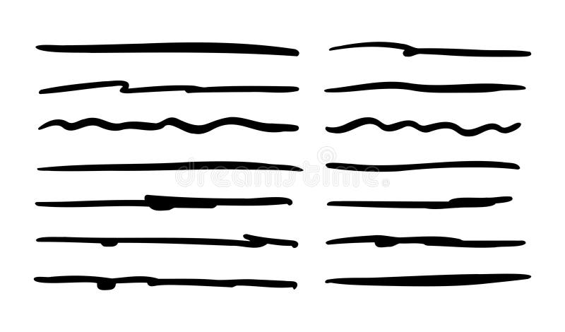 Doodle Highlighting Elements. Hand Drawn Lines, Drawing Line Sketch ...