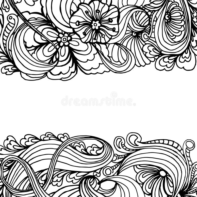 Doodle Horizontal Ornamental Frame for Banner Design. Stock Vector ...