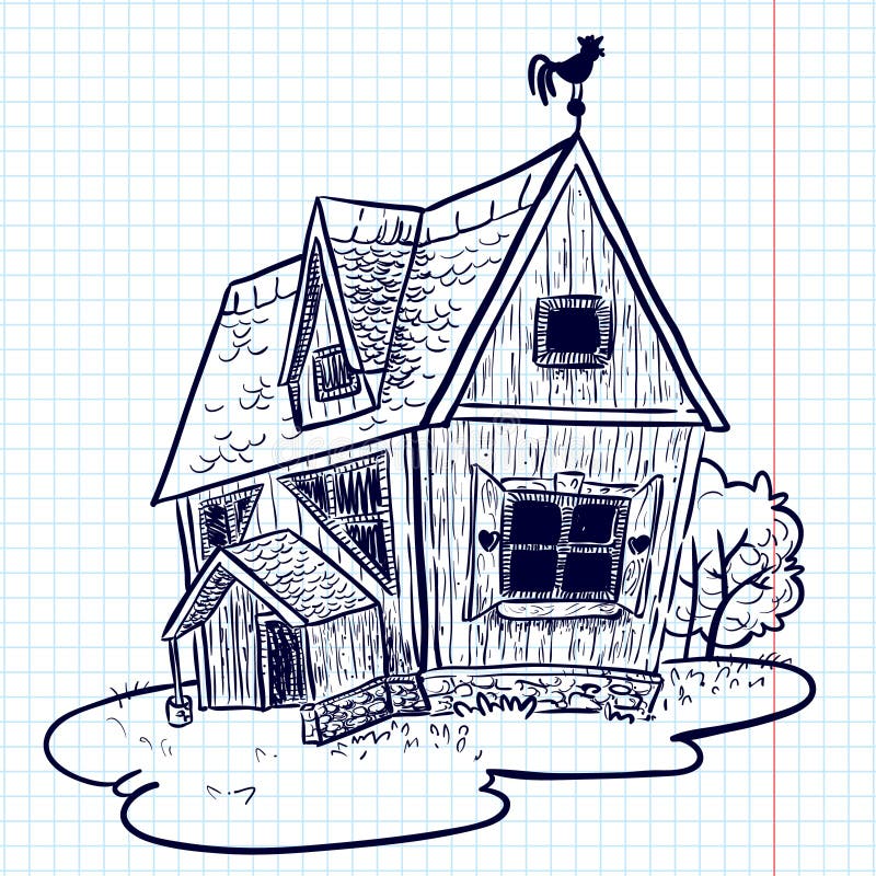 Doodle house icon stock vector. Illustration of draft - 32629668