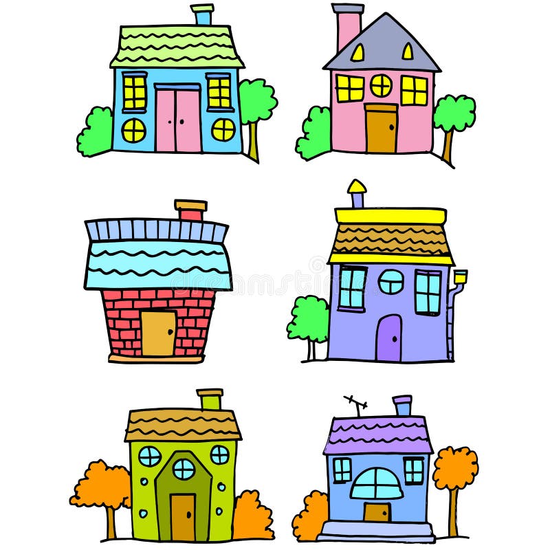 Doodle of House Various Set Stock Vector - Illustration of design ...