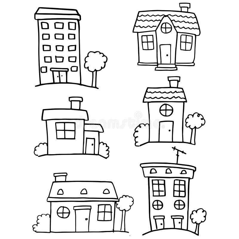 Doodle of House Set Various Hand Draw Stock Vector - Illustration of ...