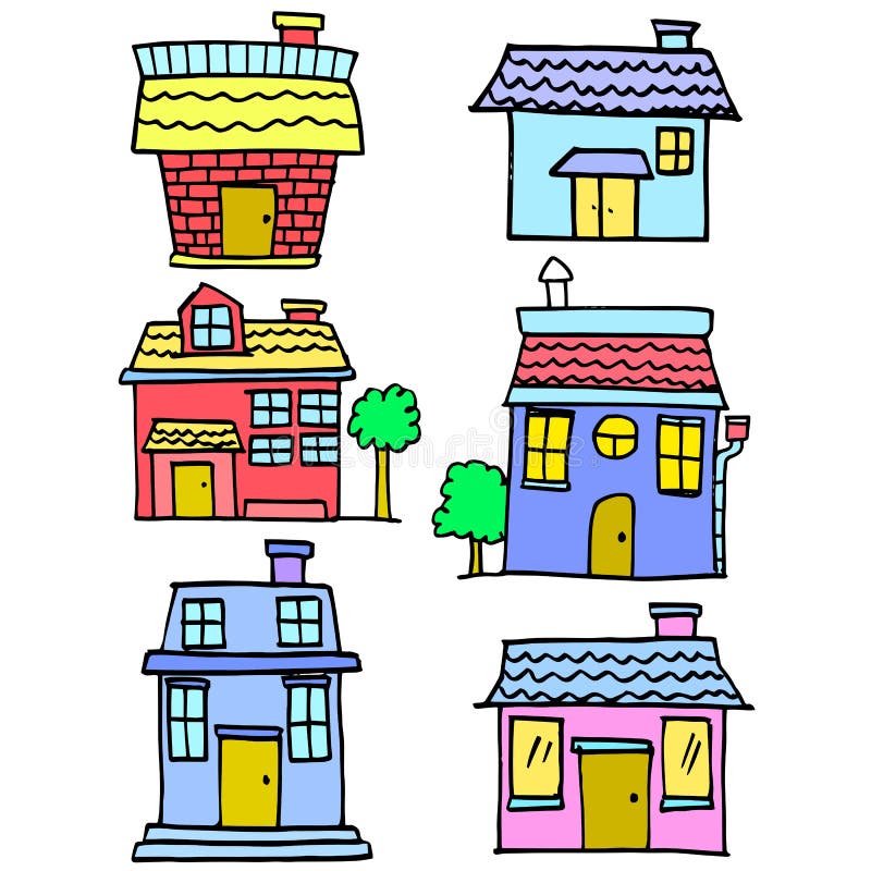 Doodle of House Set Vector Illustration Stock Vector - Illustration of ...