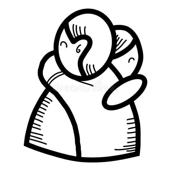 Doodle people hug stock vector. Illustration of care - 257948908