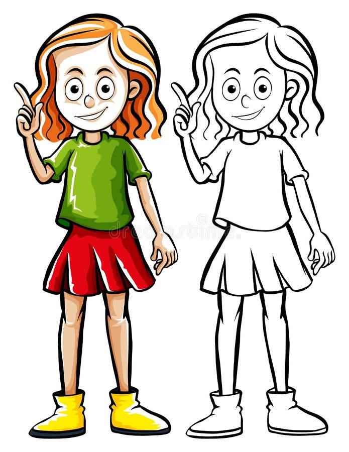Doodle Human Character for Happy Girl Stock Vector - Illustration of ...