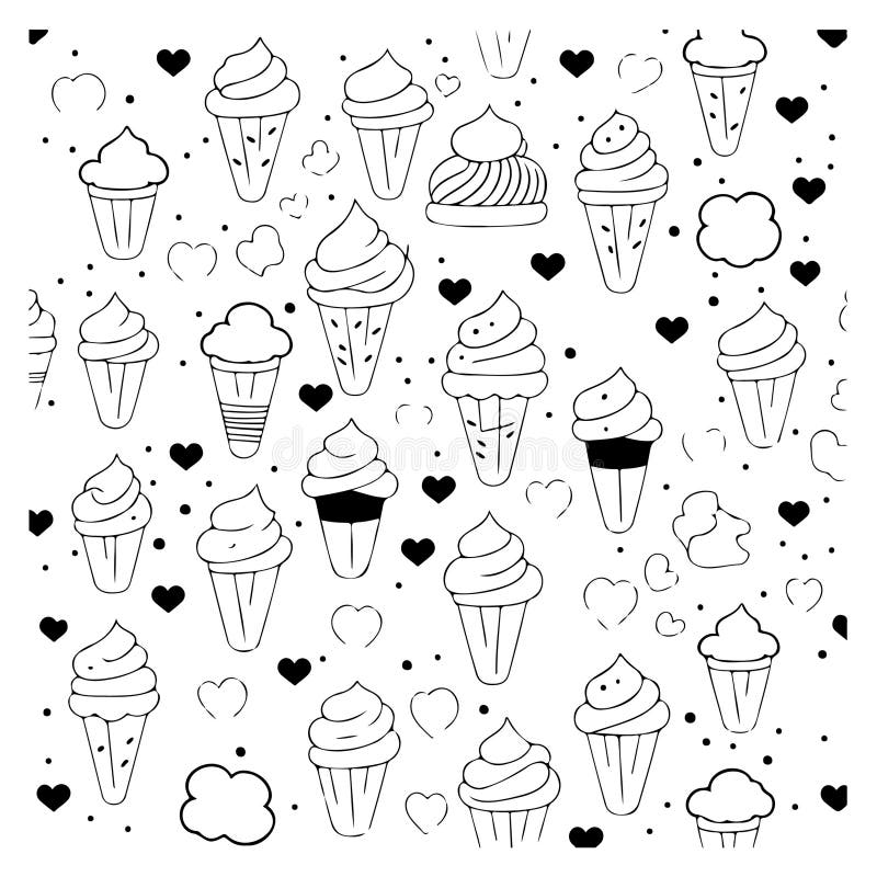 Doodle Ice Cream Cake Hand Draw Illustration Sketch Hand Draw Stock ...
