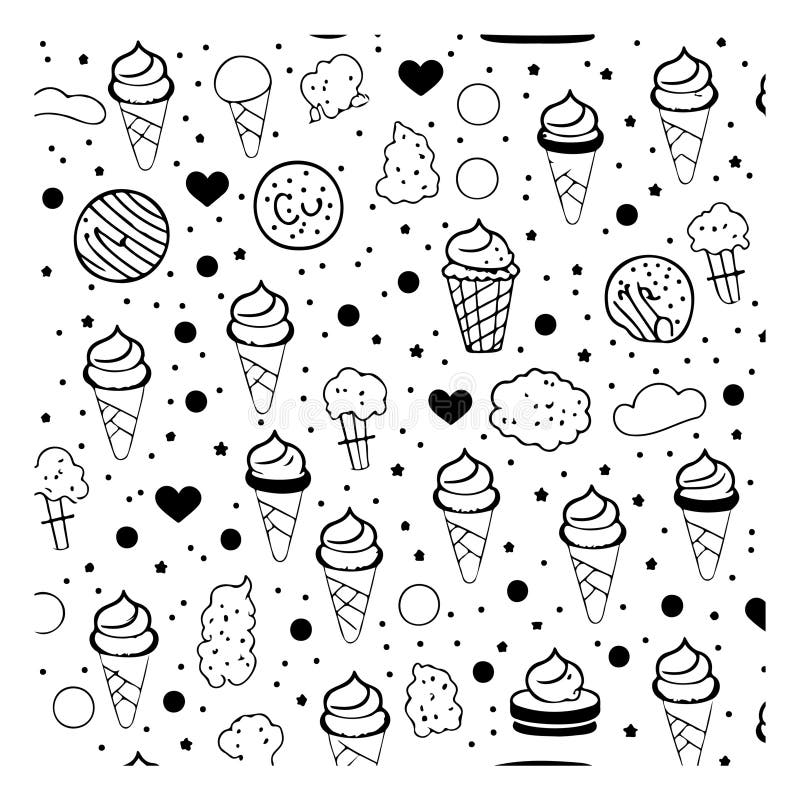 Doodle Ice Cream Cake Hand Draw Illustration Sketch Hand Draw Stock ...