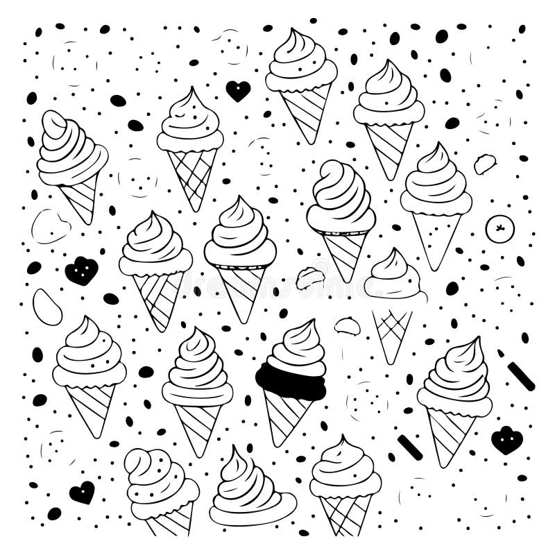 Doodle Ice Cream Cake Hand Draw Illustration Sketch Hand Draw Stock ...