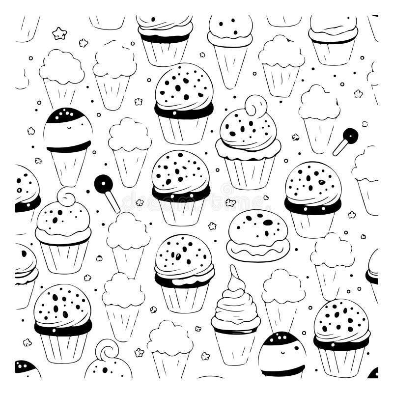 Doodle Ice Cream Cake Hand Draw Illustration Sketch Hand Draw Stock ...