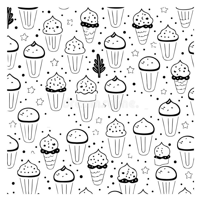 Doodle Ice Cream Cake Hand Draw Illustration Sketch Hand Draw Stock ...