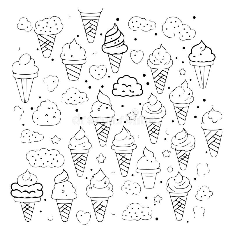 Doodle Ice Cream Cake Hand Draw Illustration Sketch Hand Draw Stock ...