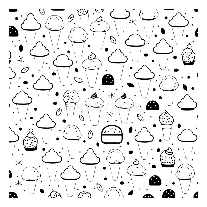 Doodle Ice Cream Cake Hand Draw Illustration Sketch Hand Draw Stock ...