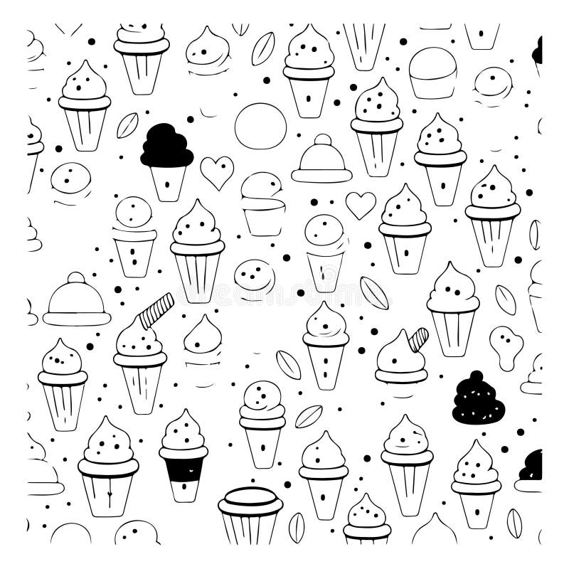 Doodle Ice Cream Cake Hand Draw Illustration Sketch Hand Draw Stock ...