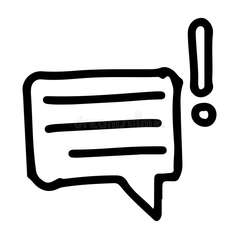 Doodle Icon of Comment Warning with Exclamation Mark Stock Illustration ...