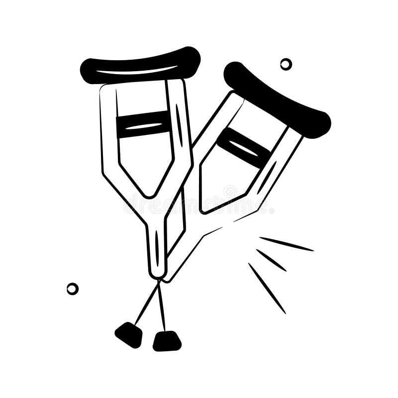 Doodle Icon of Crutches, Representing Mobility Aid for Individuals with ...