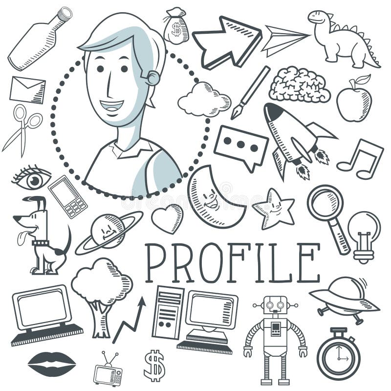 Doodle Icon Design. Profile Icon. Draw Concept Stock Vector ...