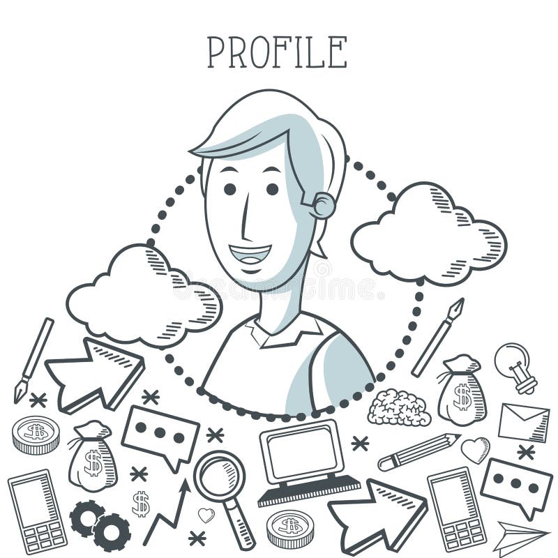 Doodle Icon Design. Profile Icon. Draw Concept Stock Vector ...