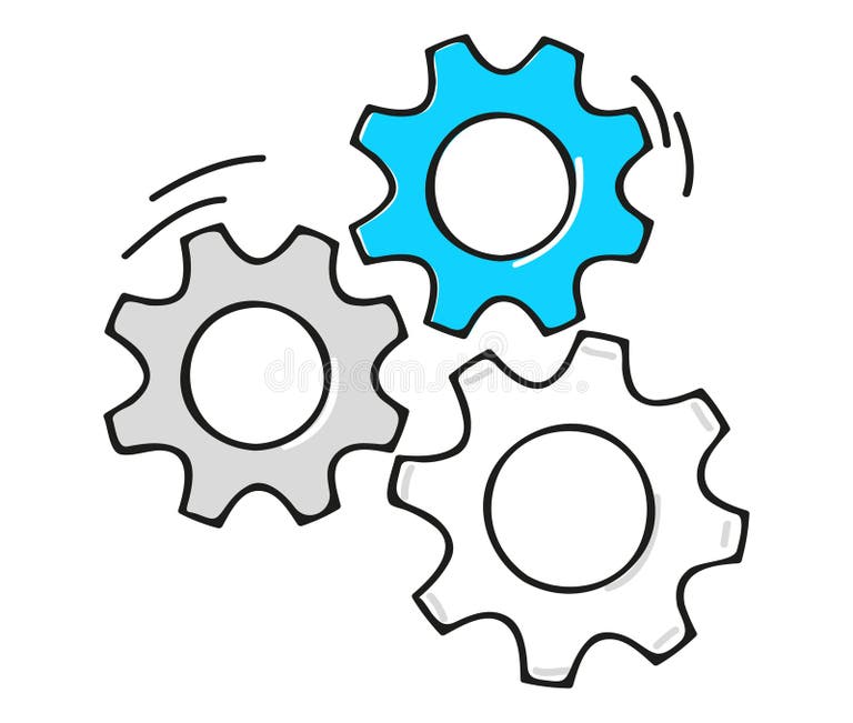Doodle Icon of Interlocking Gears, Symbolizing Concepts Such As ...