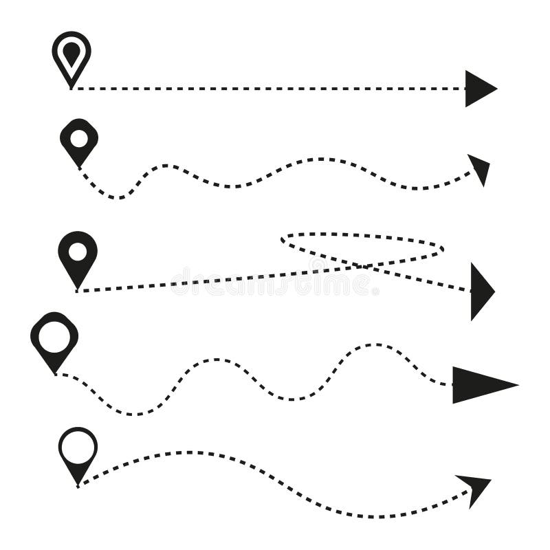 Doodle Icon with Pin Arrow Path. Graphic Element. Vector Illustration ...