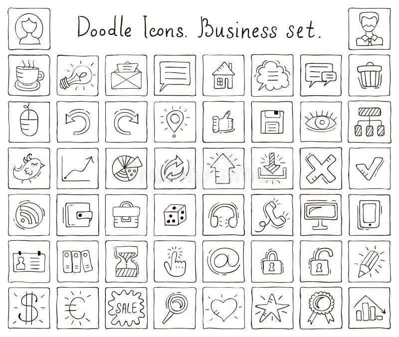 Doodle icons. Business set stock vector. Illustration of diagram - 38838937