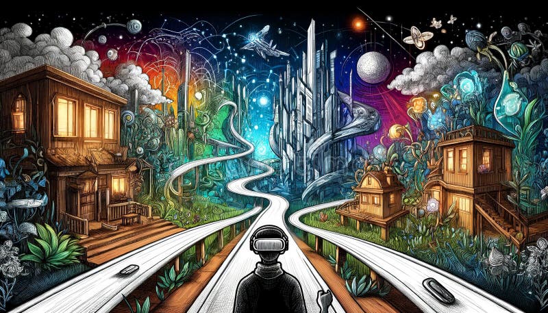 A Doodle Illustrating a VR Exploration of an Imaginative and ...