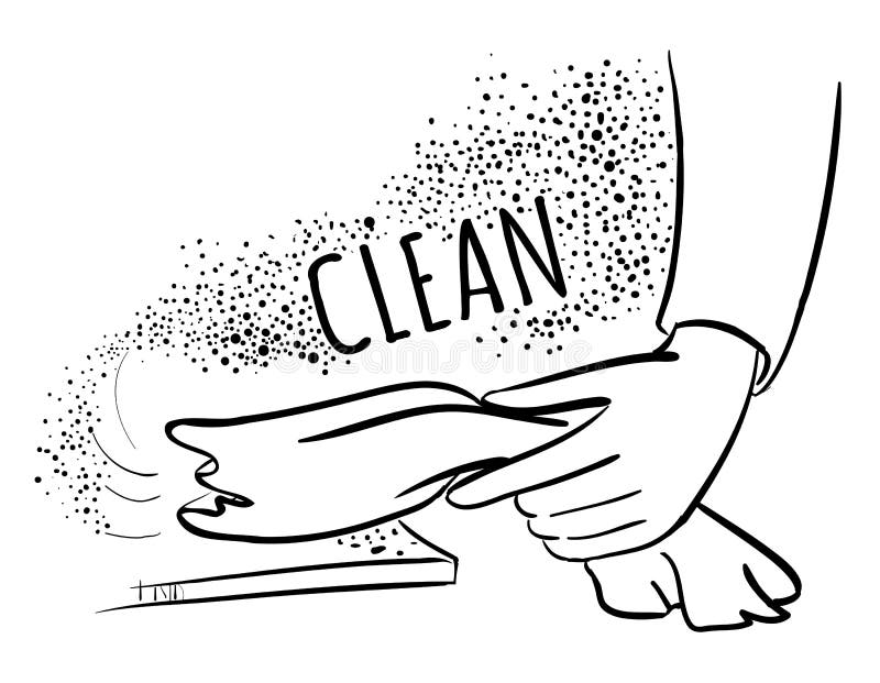 Doodle Hand with a Rag Wipes Dust Stock Vector - Illustration of clean ...