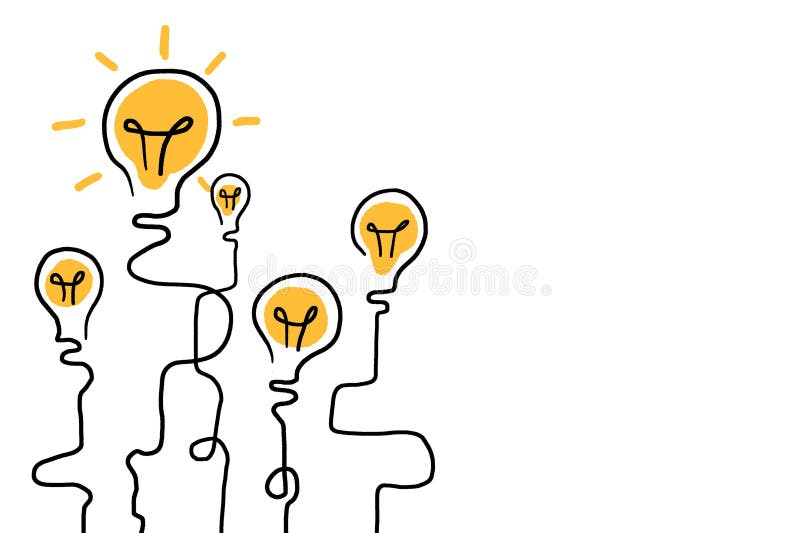 A Doodle Illustration of Multiple Heads with Lightbulbs Symbolizing ...