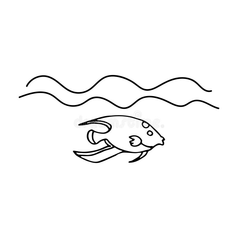 Doodle Illustration of Waves and Fish. Stock Vector - Illustration of ...