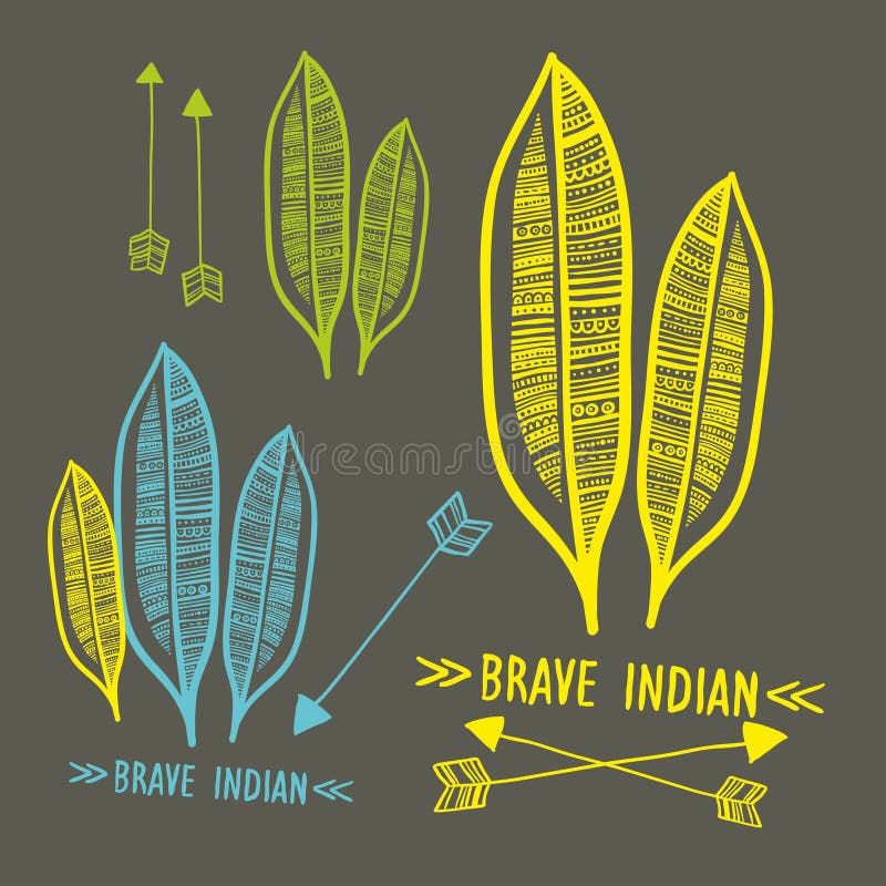 Doodle indian signs stock vector. Illustration of archer - 60101700