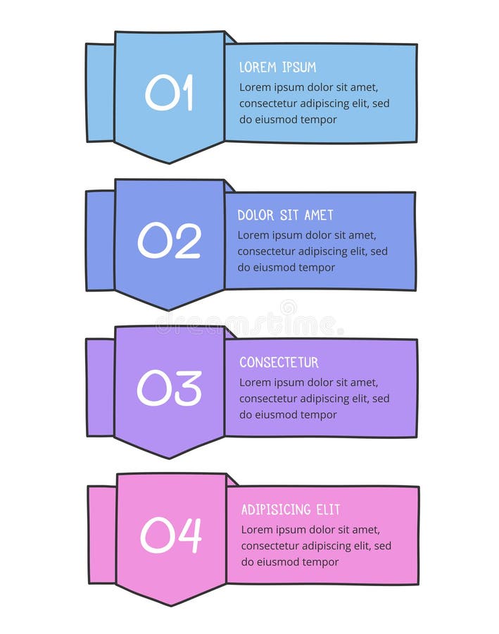 Doodle Infographics - Process with 4 Steps Stock Vector - Illustration ...