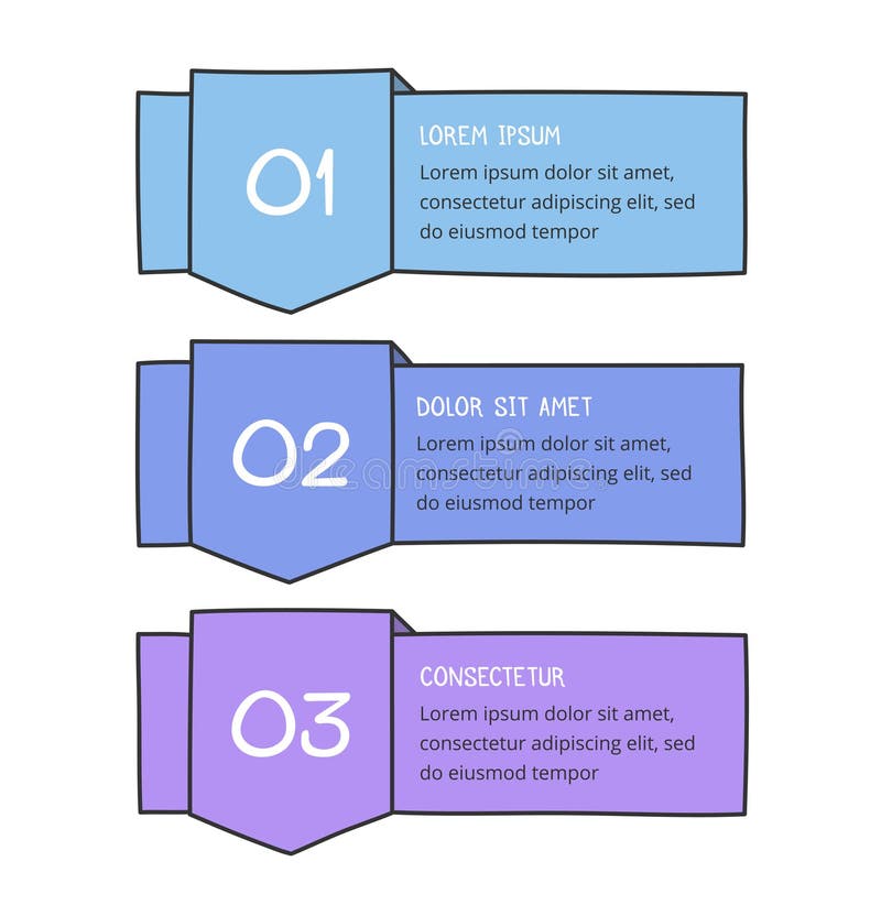 Doodle Infographics - Process with 3 Steps Stock Vector - Illustration ...