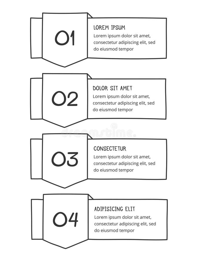 Doodle Infographics - Process with 4 Steps Stock Vector - Illustration ...