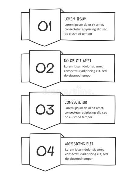 Doodle Infographics - Process with 4 Steps Stock Vector - Illustration ...