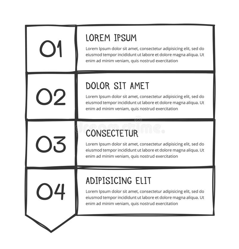 Doodle Infographics - Process with 4 Steps Stock Vector - Illustration ...