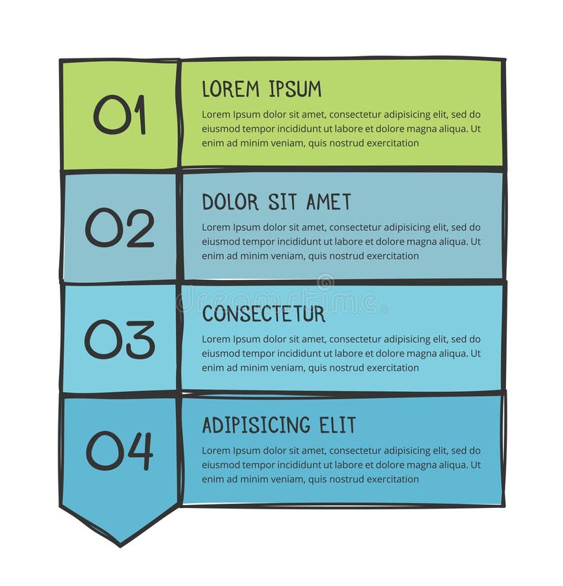 Doodle Infographics - Process with 4 Steps Stock Vector - Illustration ...