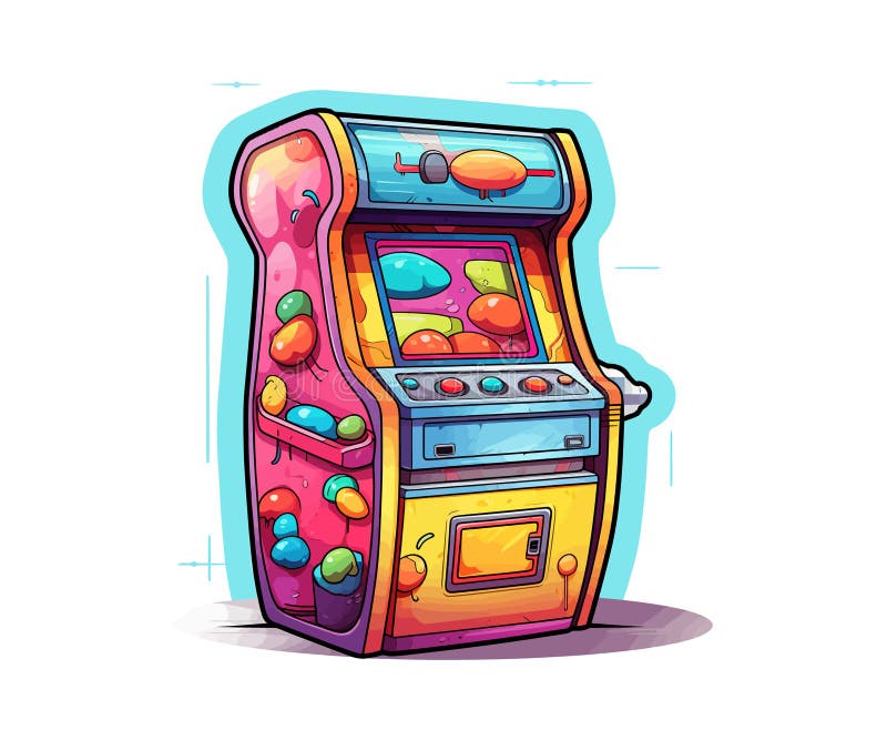 Doodle Inspired Arcade Machine Cartoon Sticker. Vector Illustration ...