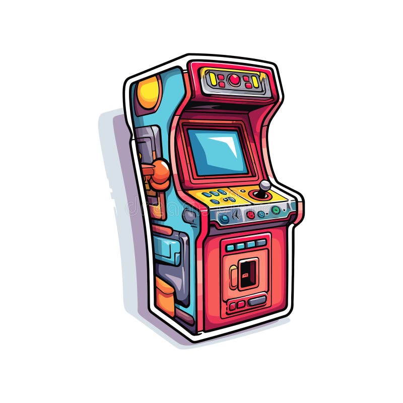 Doodle Inspired Arcade Machine Cartoon Sticker. Vector Illustration ...