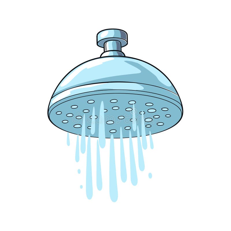 Doodle Inspired Low - Flow Showerhead Cartoon. Vector Illustration ...
