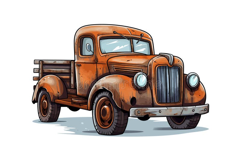 Doodle Inspired Old Rusty Truck Cartoon. Vector Illustration Design ...