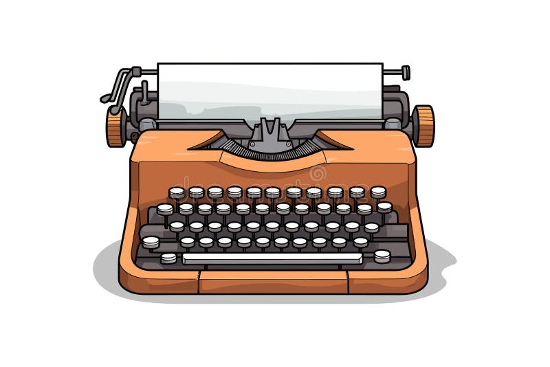 Doodle Inspired Old Typewriter Cartoon. Vector Illustration Design ...