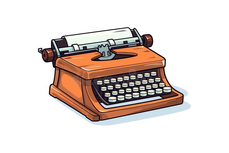 Doodle Inspired Old Typewriter Cartoon. Vector Illustration Design ...