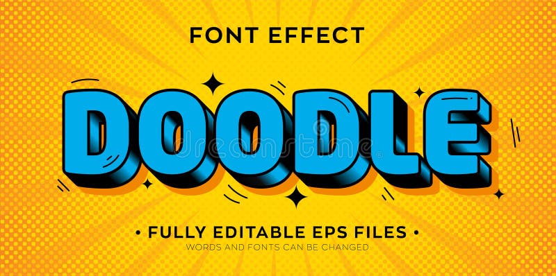 Doodle Kawaii Cute Editable Vector Text Effect Stock Vector ...