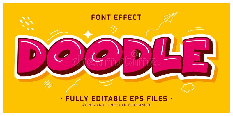Doodle Kawaii Cute Editable Vector Text Effect Stock Vector ...